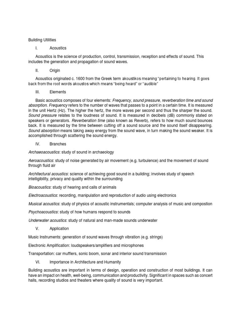 Building Utilities Acoustics | PDF | Acoustics | Sound