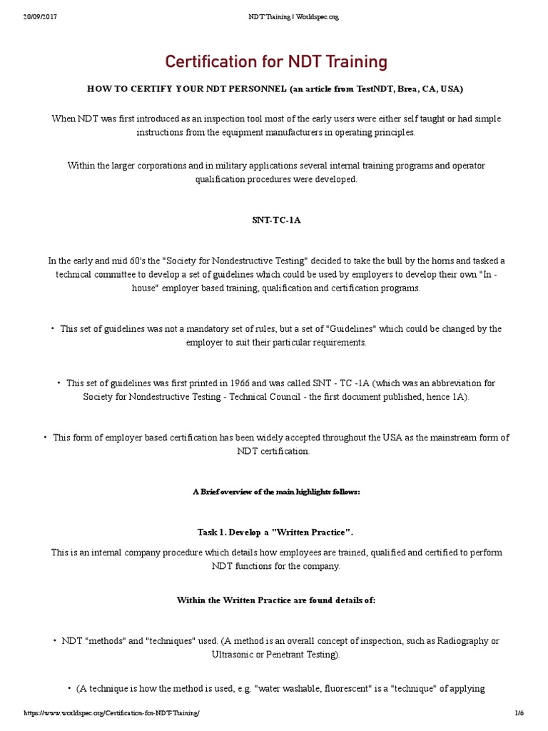 SNT TC 1a Overview | PDF | Nondestructive Testing | Test (Assessment)