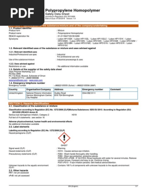 MSDS Polypropylene Homopolymer PDF Dangerous Goods Toxicity, 42% OFF