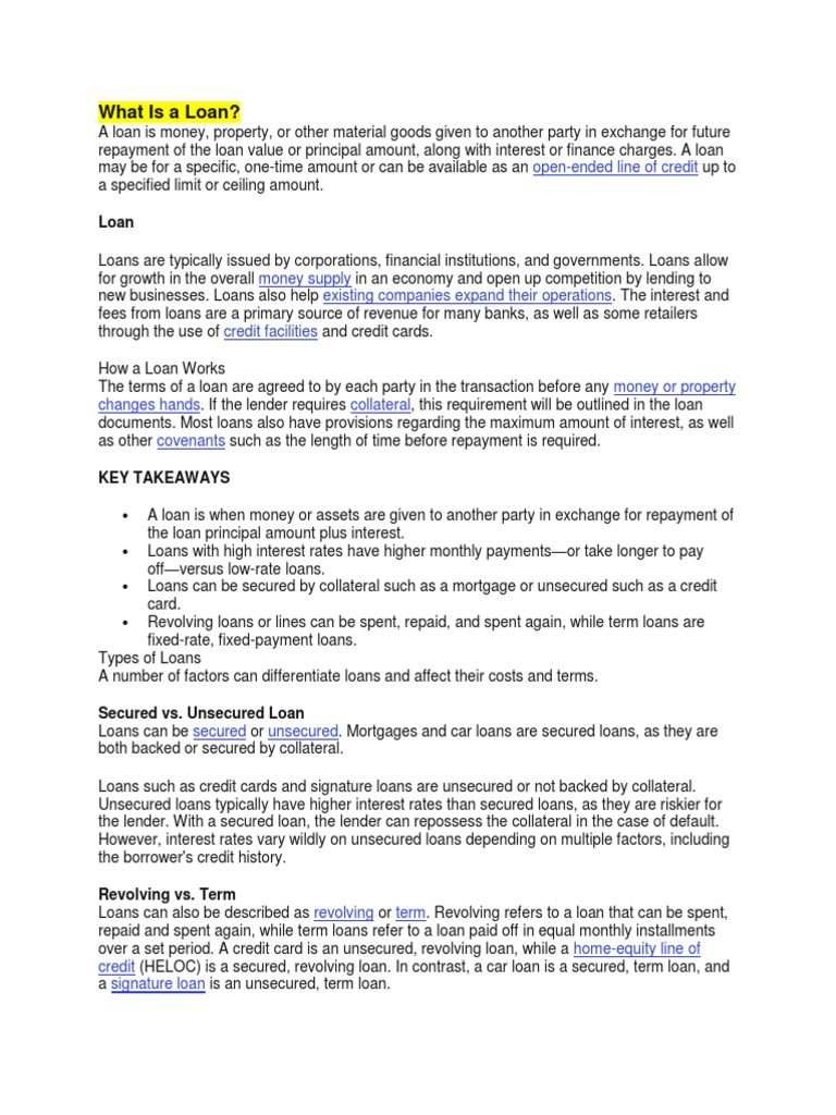 What Is A Loan?: Open-Ended Line of Credit | PDF | Loans | Bonds (Finance)
