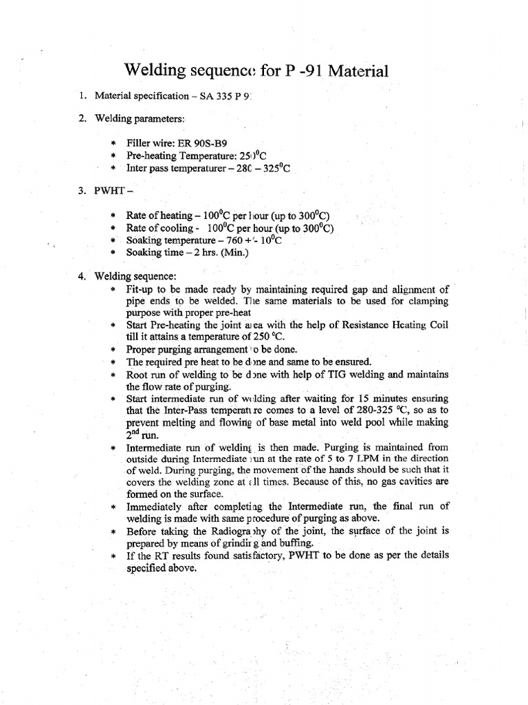 P91 Welding Procedure | PDF