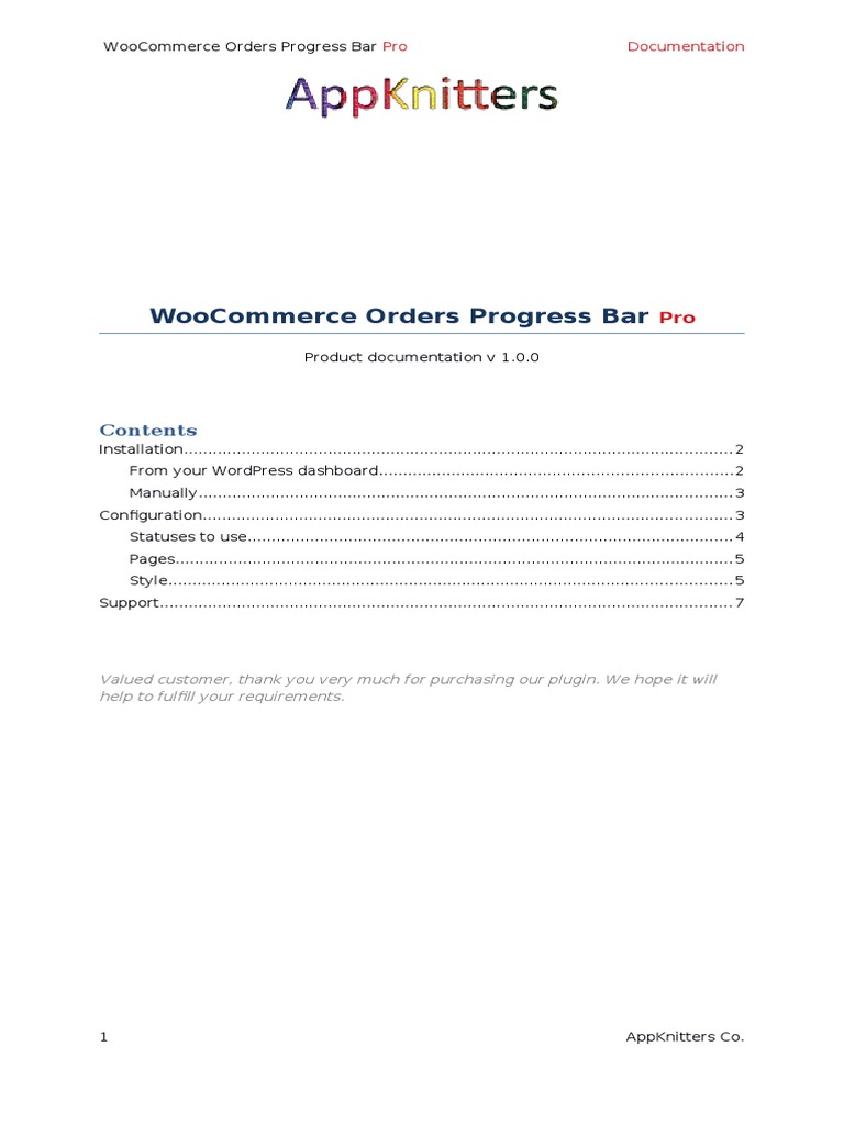 Woocommerce Orders Progress Bar: Pro Documentation | PDF | Word Press | Computing