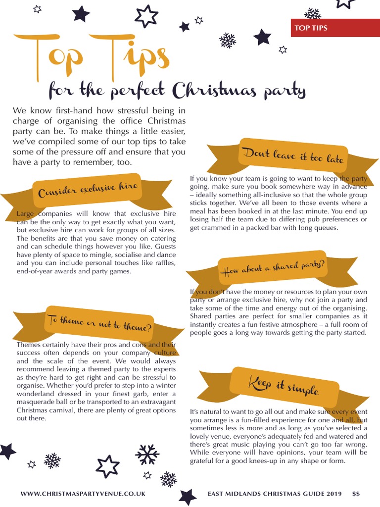 Top Tips: For The Perfect Christmas Party | PDF