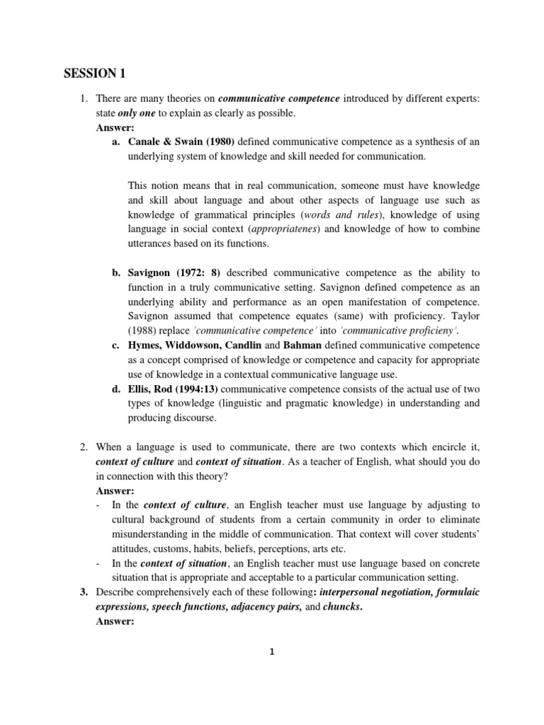 Session 1: Context of Culture and Context of Situation. As A Teacher of ...