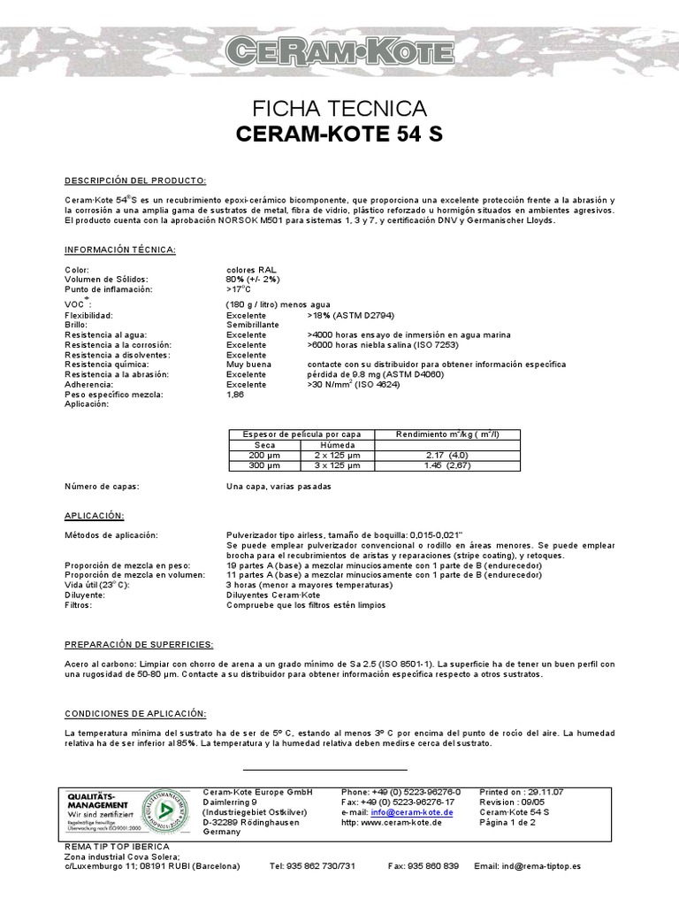 Ceram Kote 54 S | PDF | Materiales | Química