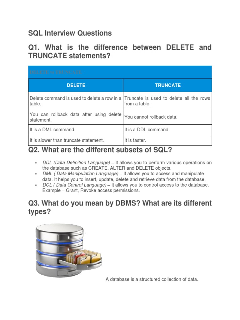 Sql Interview Questions Pdf Database Index Relational Database