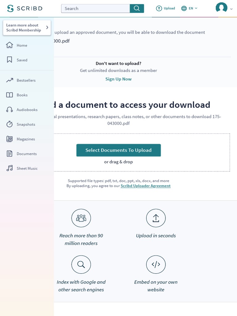 Upload A Document To Access Your Download | PDF | Scribd | Multimedia