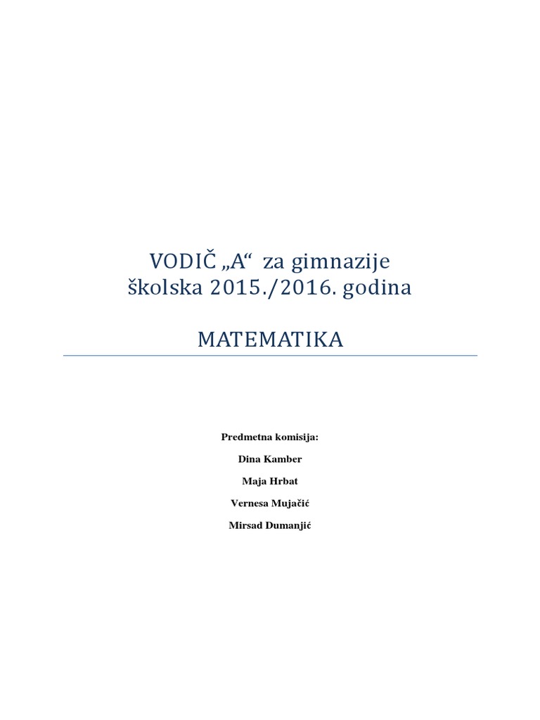 Matematika - Vodic A PDF | PDF