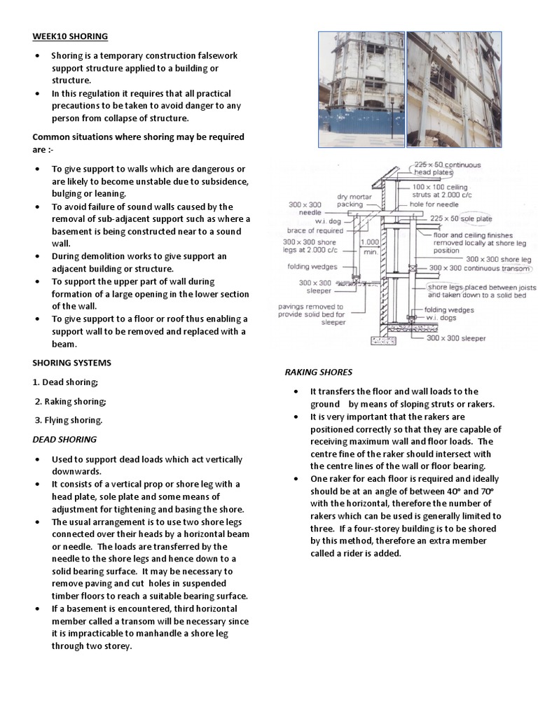 Week10 Shoring: Raking Shores | PDF | Structural Engineering | Engineering