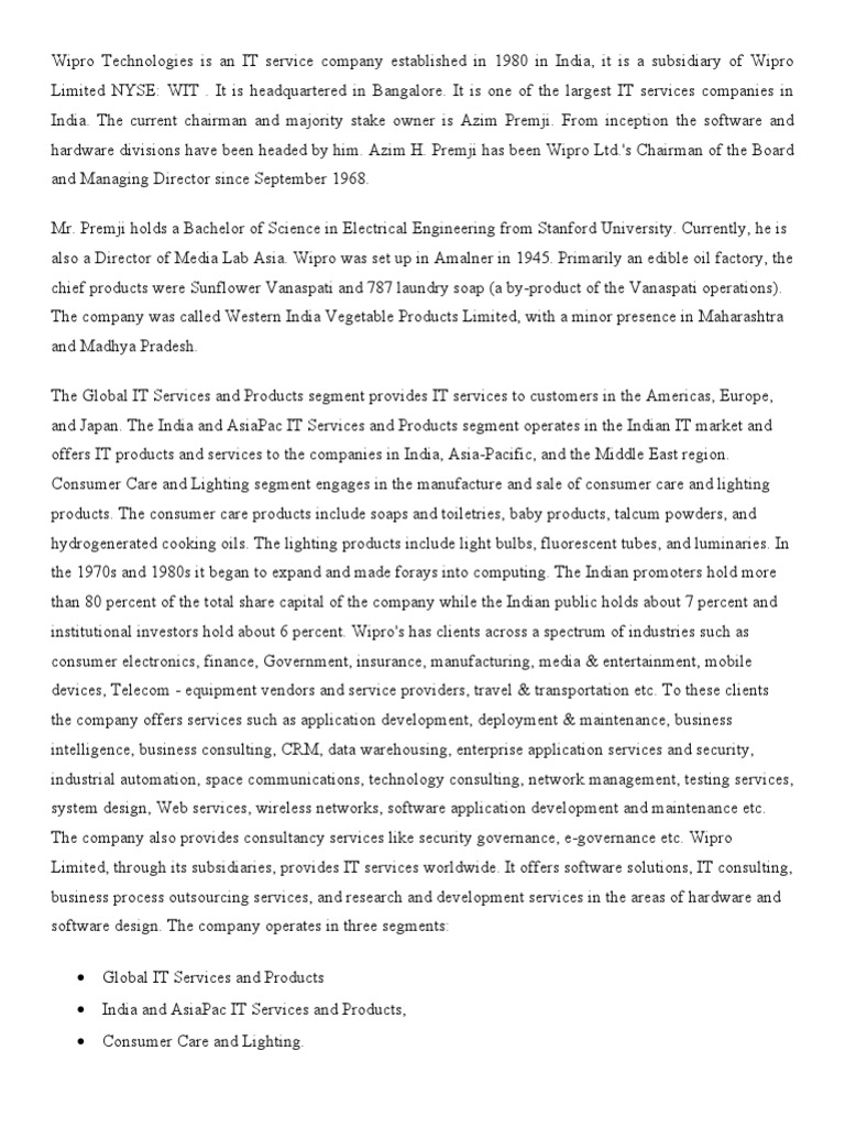 Wipro | PDF | Business | Computing