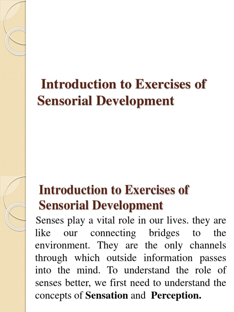 Introduction To Exercises of Sensorial Development | PDF | Montessori ...