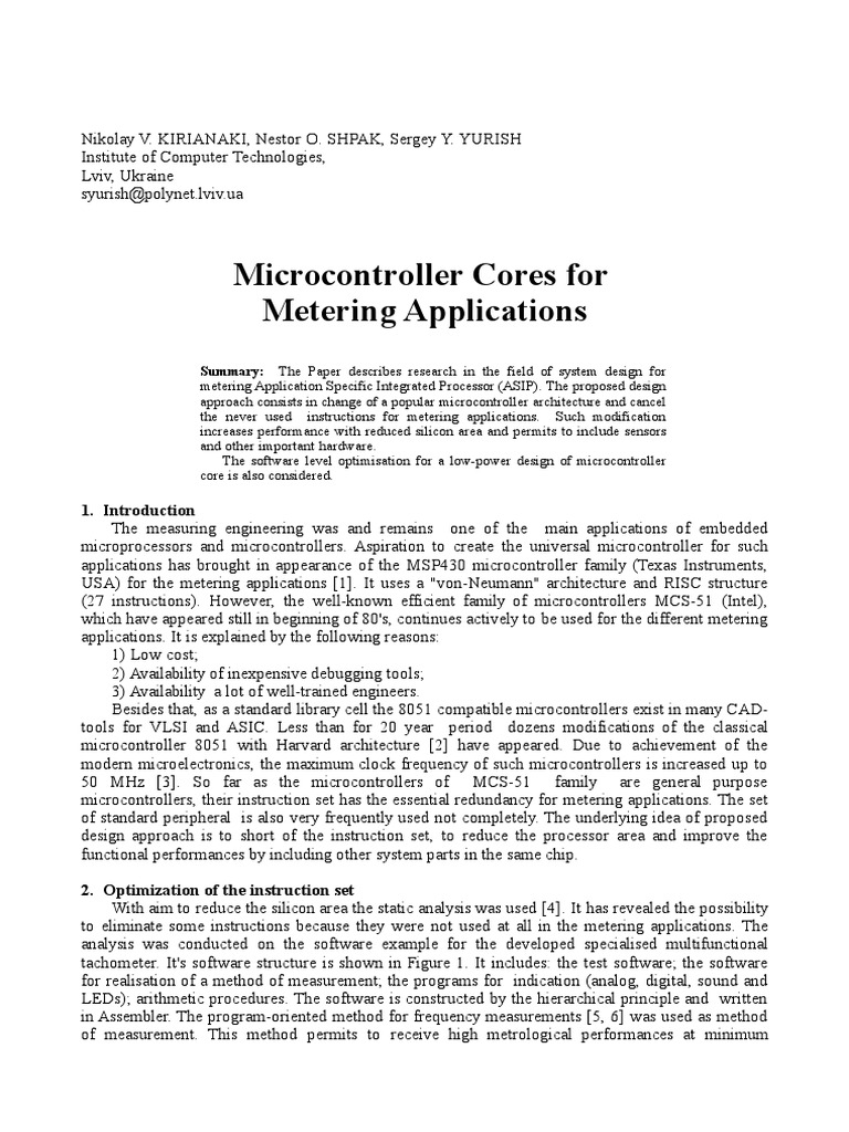 Microcontroller Cores For | PDF | Microcontroller | Subroutine