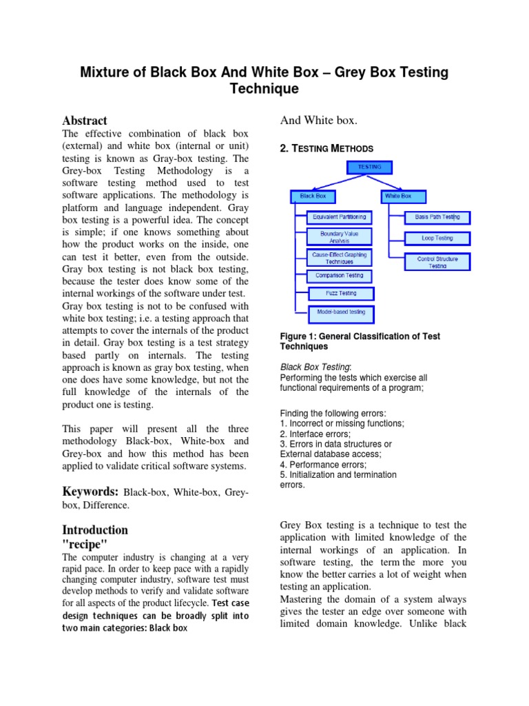Mixture of Black Box and White Box | PDF | Software Testing ...