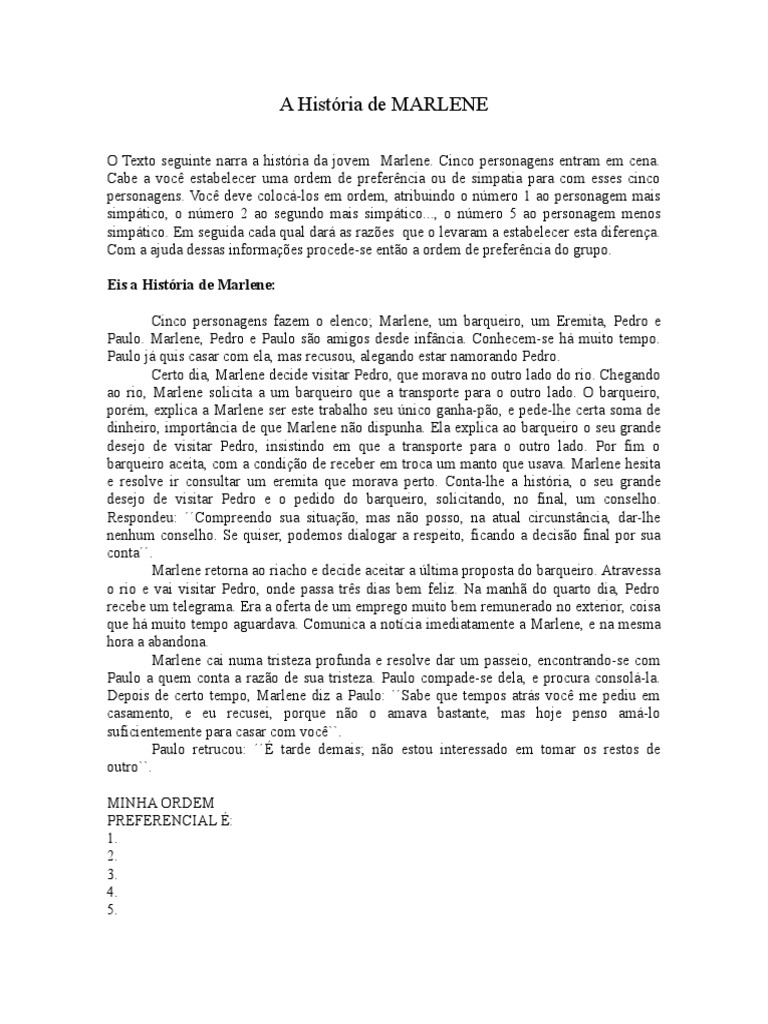 A História de Marlene | PDF | Tempo