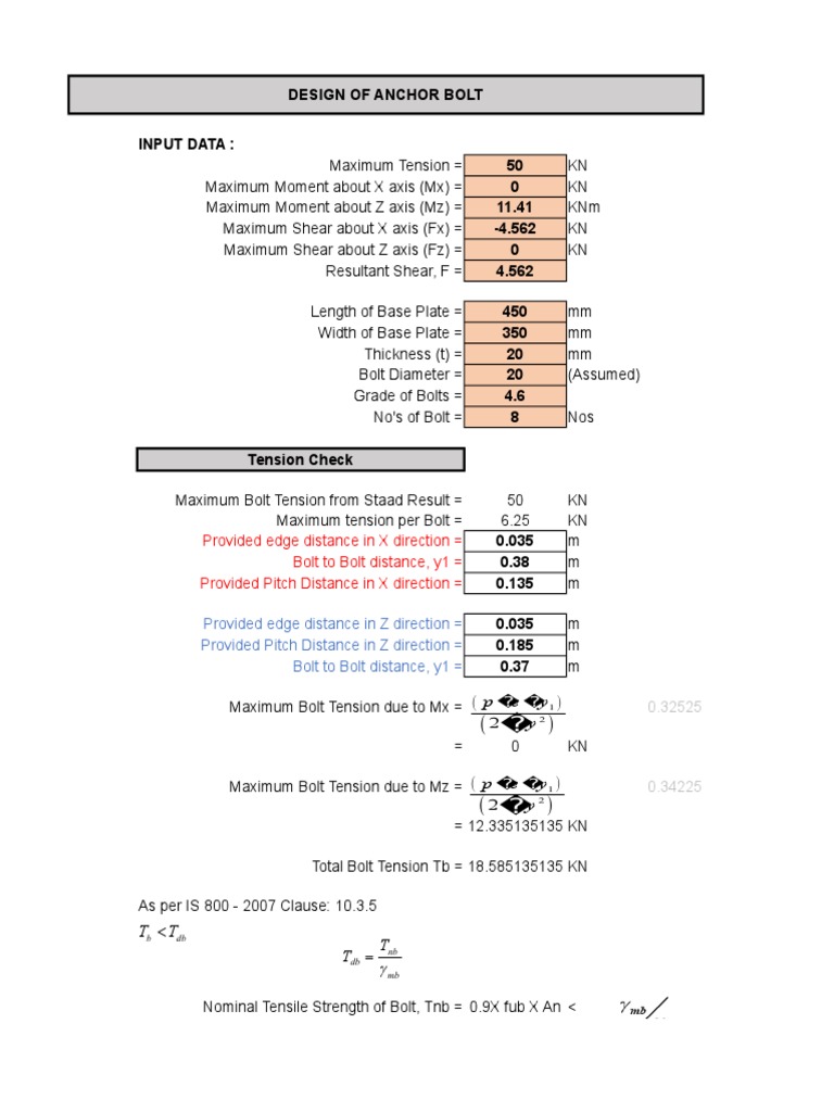 Anchor Bolt Design | PDF | Screw | Mechanical Engineering