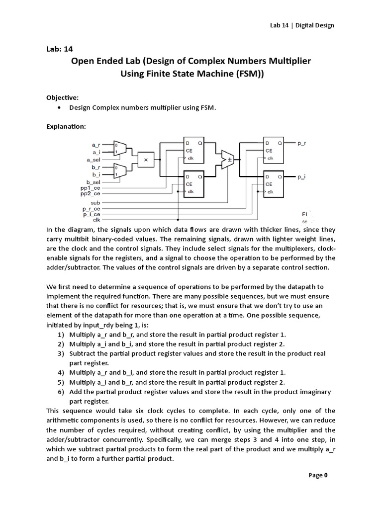 Open Ended Lab (Design of Complex Numbers Multiplier Using Finite State Machine (FSM) ) | PDF ...