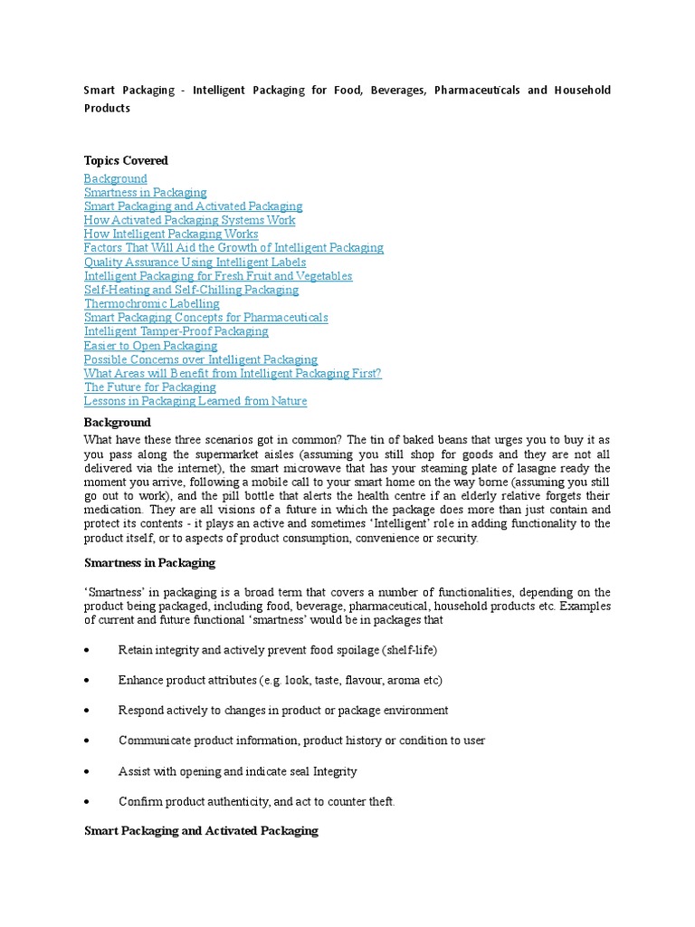 Smart Packaging Pdf Shelf Life Packaging And Labeling