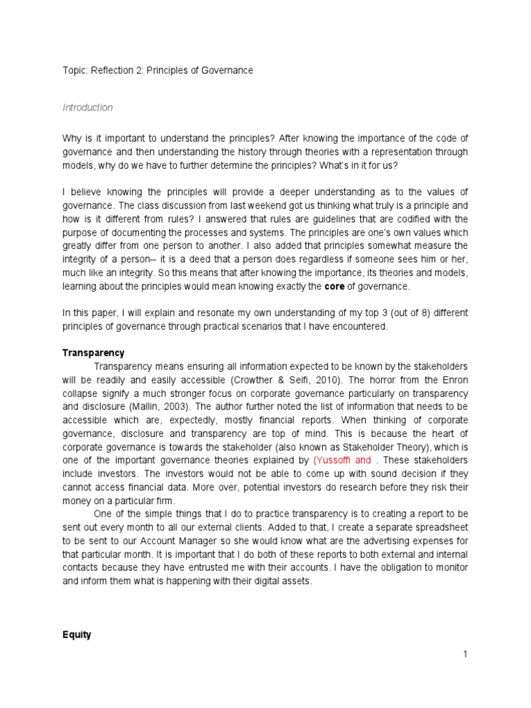 Principles of Governance | PDF | Corporate Governance | Transparency ...
