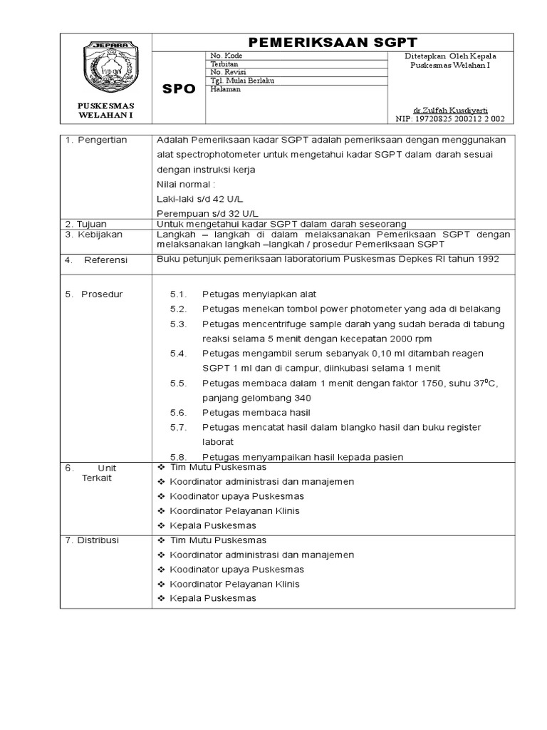 SPO Pemeriksaan SGPT | PDF