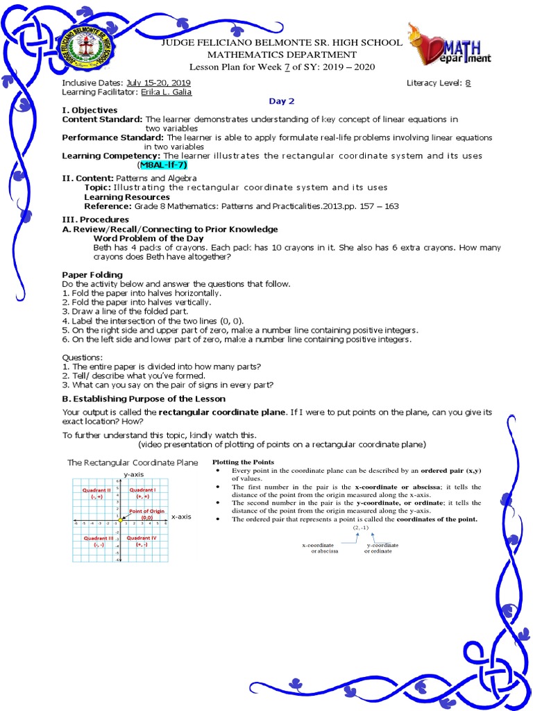 Rectangular Coordinate System Pdf Cartesian Coordinate System Geometry