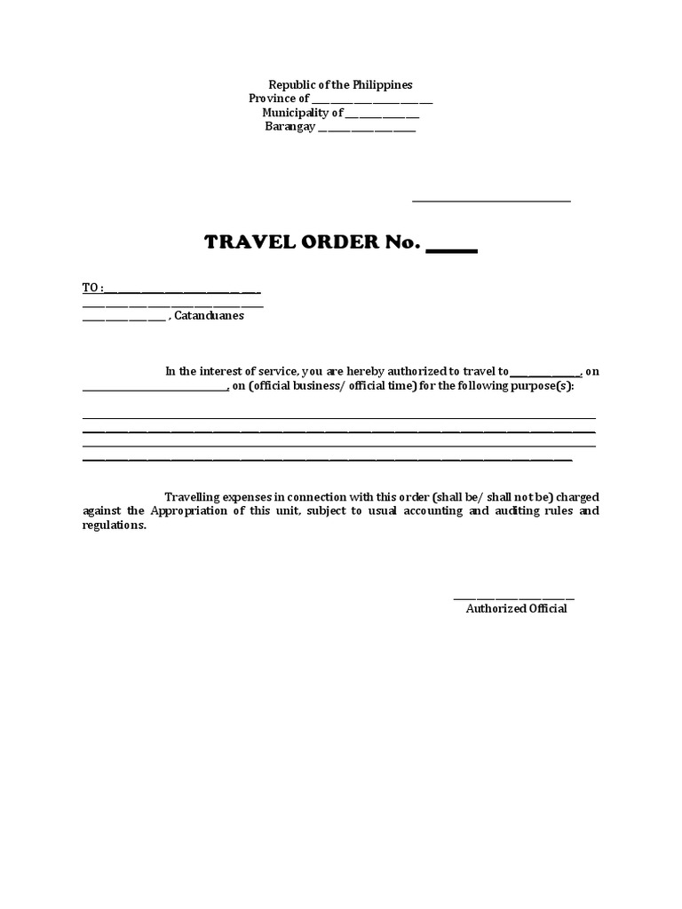 Travel Order | PDF