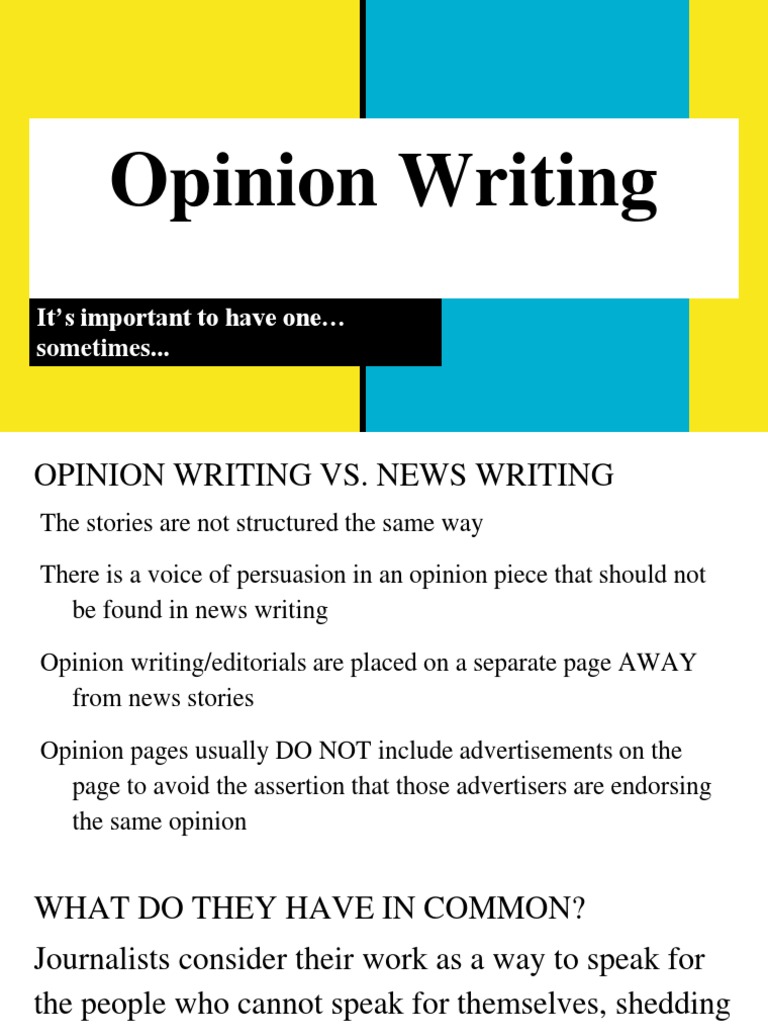 Understanding Opinion Writing Essentials | PDF | Opinion | Newspapers