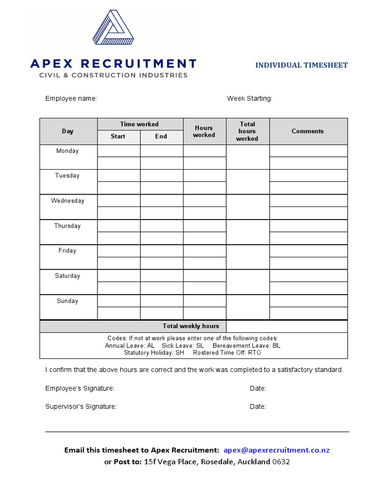 Individual Timesheet Tracking | PDF