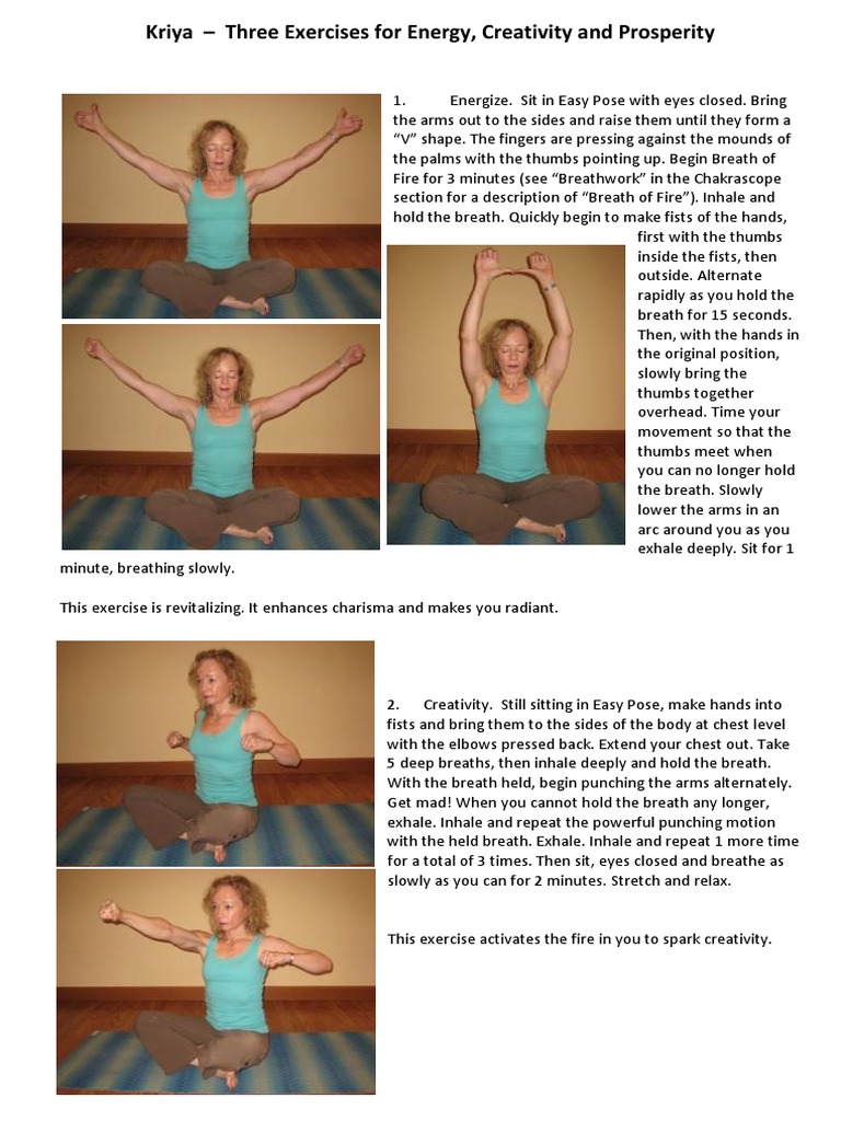Kriya - Three Exercises For Energy, Creativity and Prosperity | PDF | Breathing | Hand