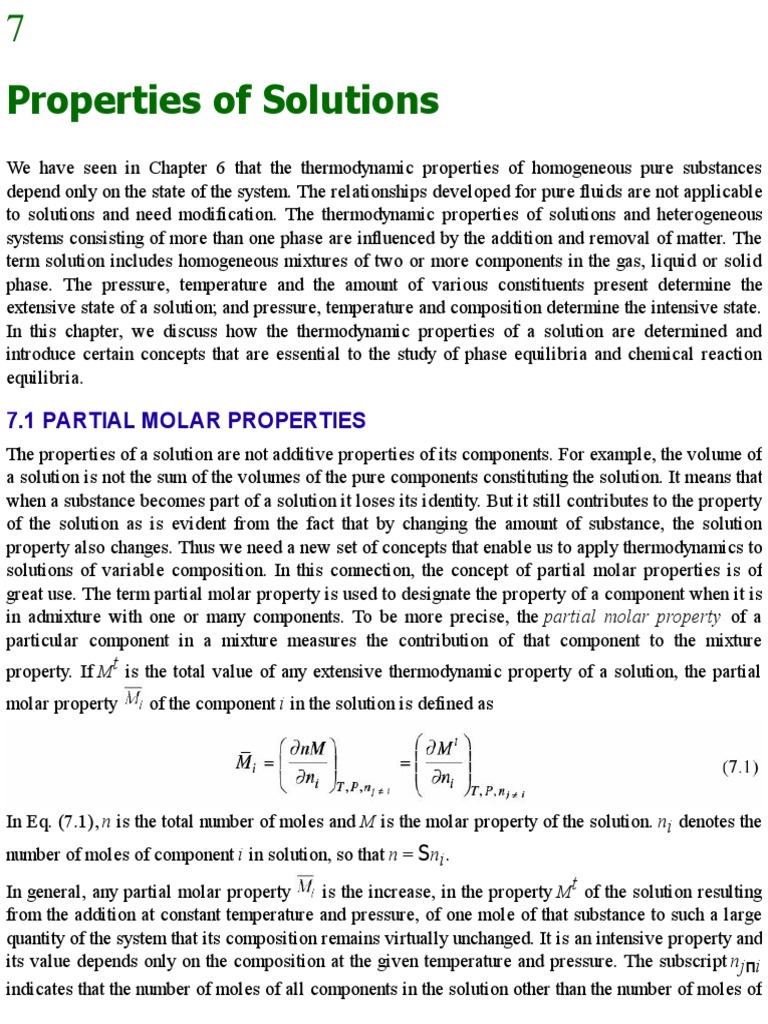 Partial Molar Properties of Solutions: Understanding the Contributions ...