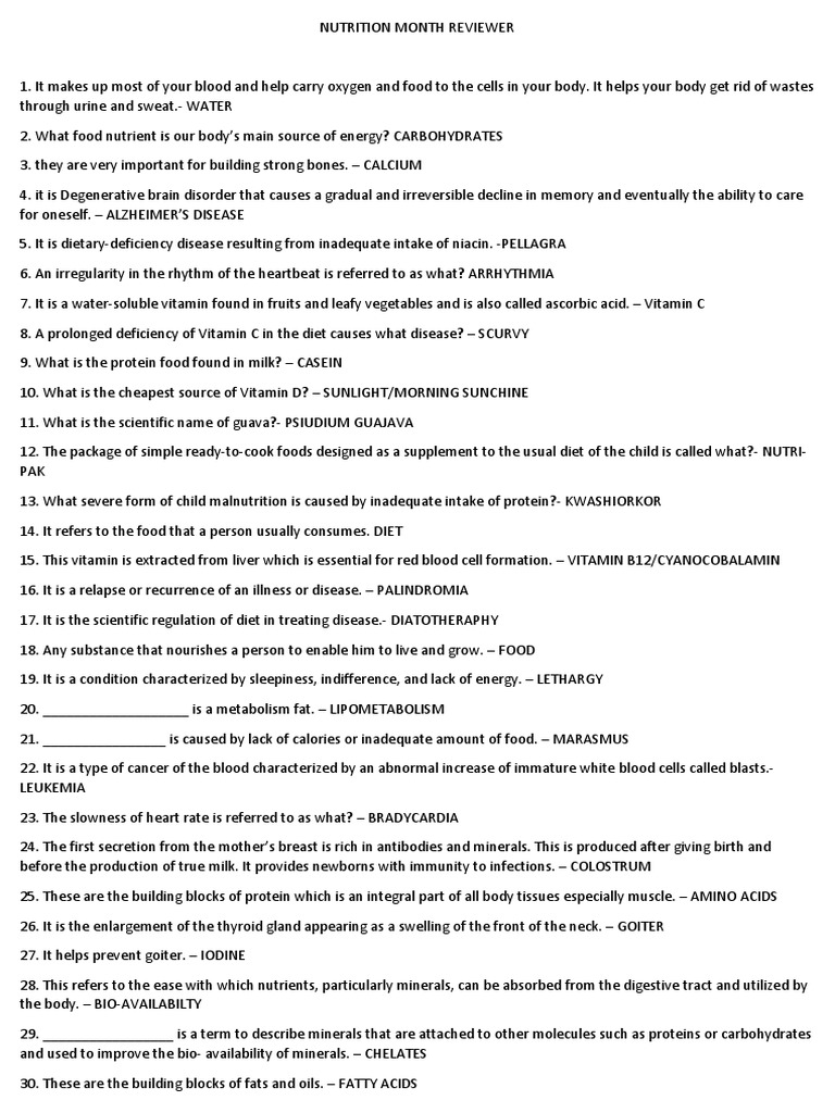 Nutrition Month Reviewer | PDF | Vitamin | Nutrients