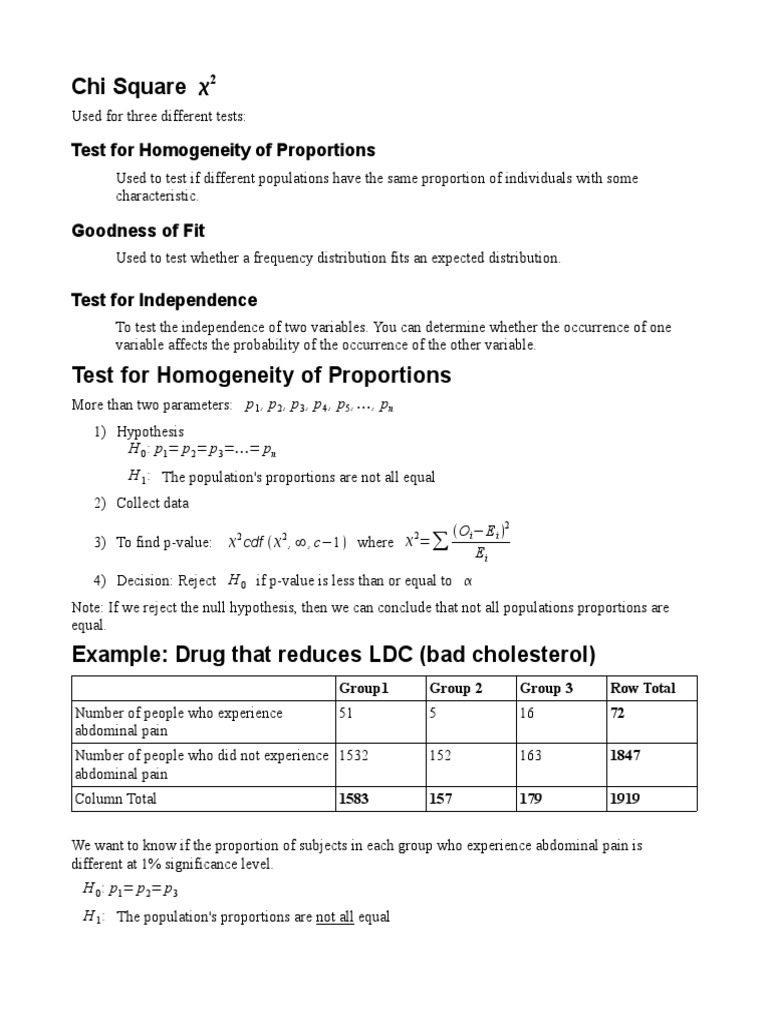 Chi Square: Test For Homogeneity of Proportions | PDF | P Value ...