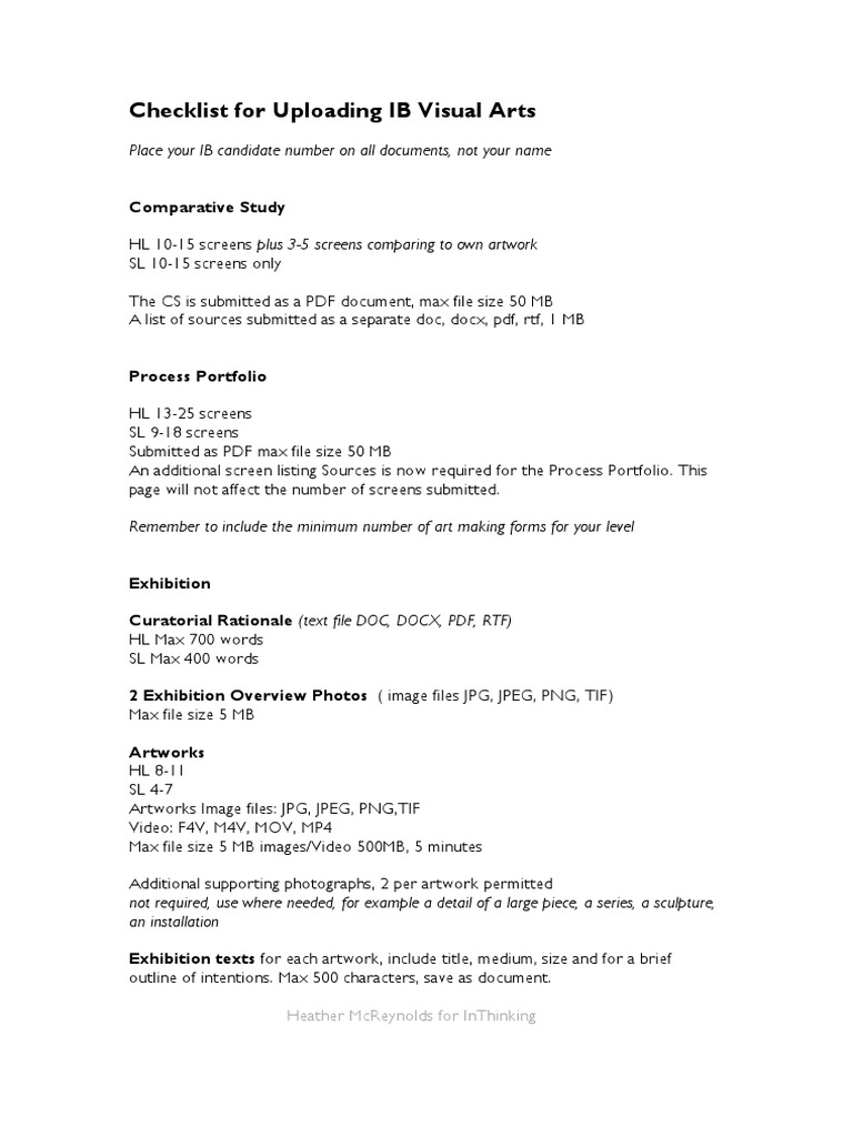 Checklist For Uploading Ib Visual Arts | PDF | Art | Computers