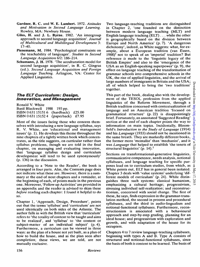 The ELT Curriculum: Design, Innovation, and Management: and Motivation ...