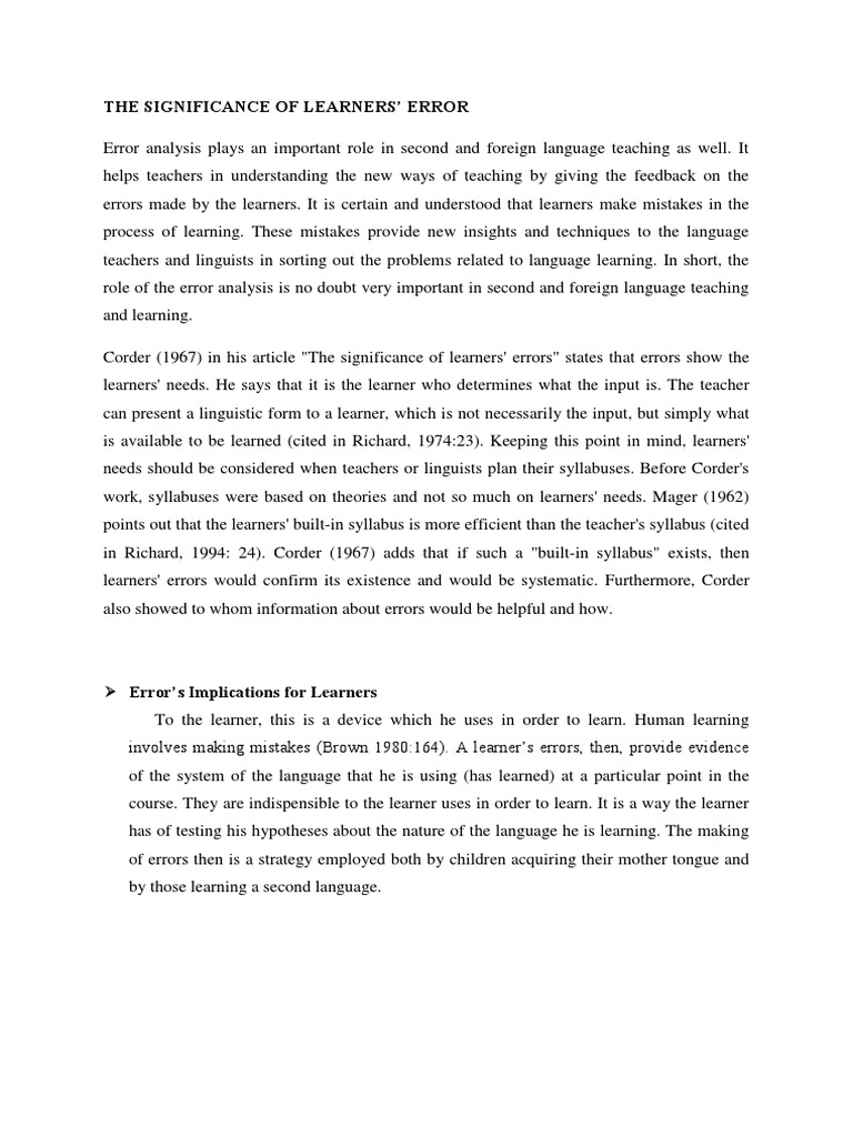 Language Error Analysis Insights | PDF | Second Language | Second ...