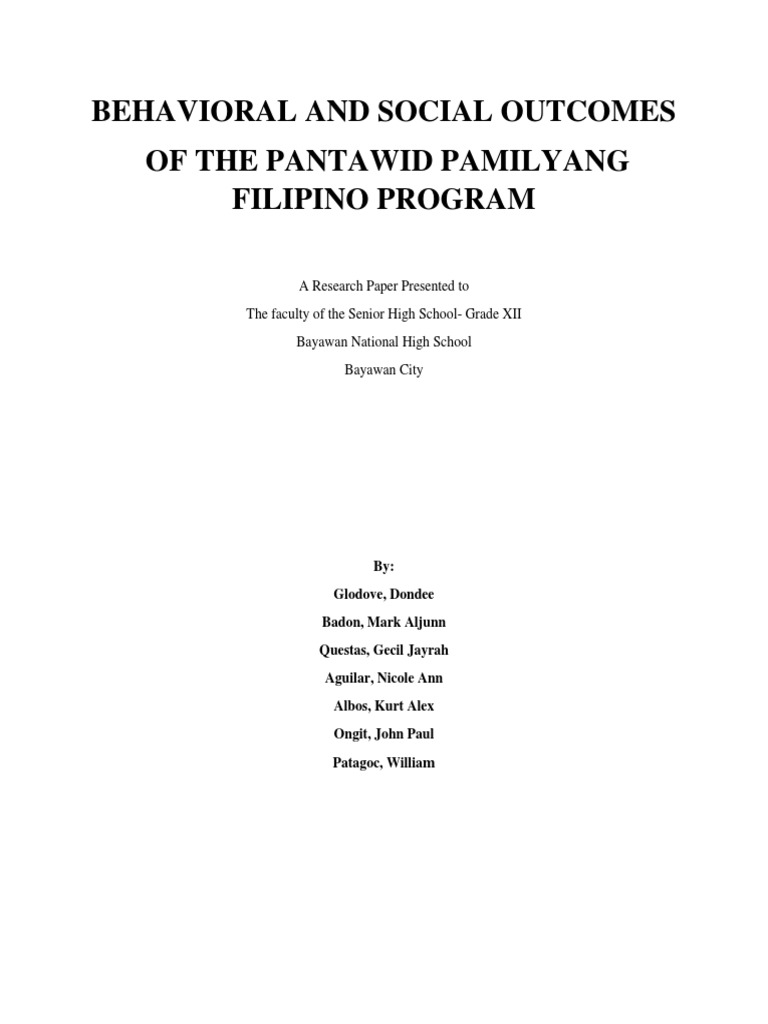 Assessing Behavioral and Social Outcomes of Beneficiaries of the ...