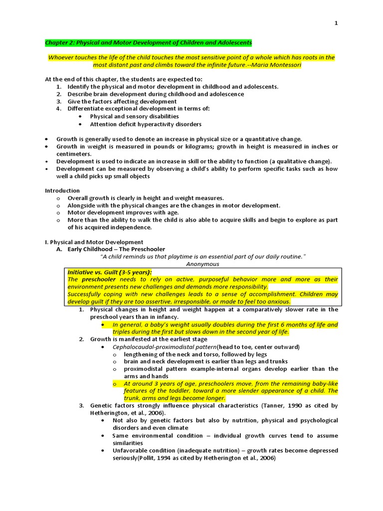Physical and Motor Development Stages | PDF | Oedipus Complex | Adolescence