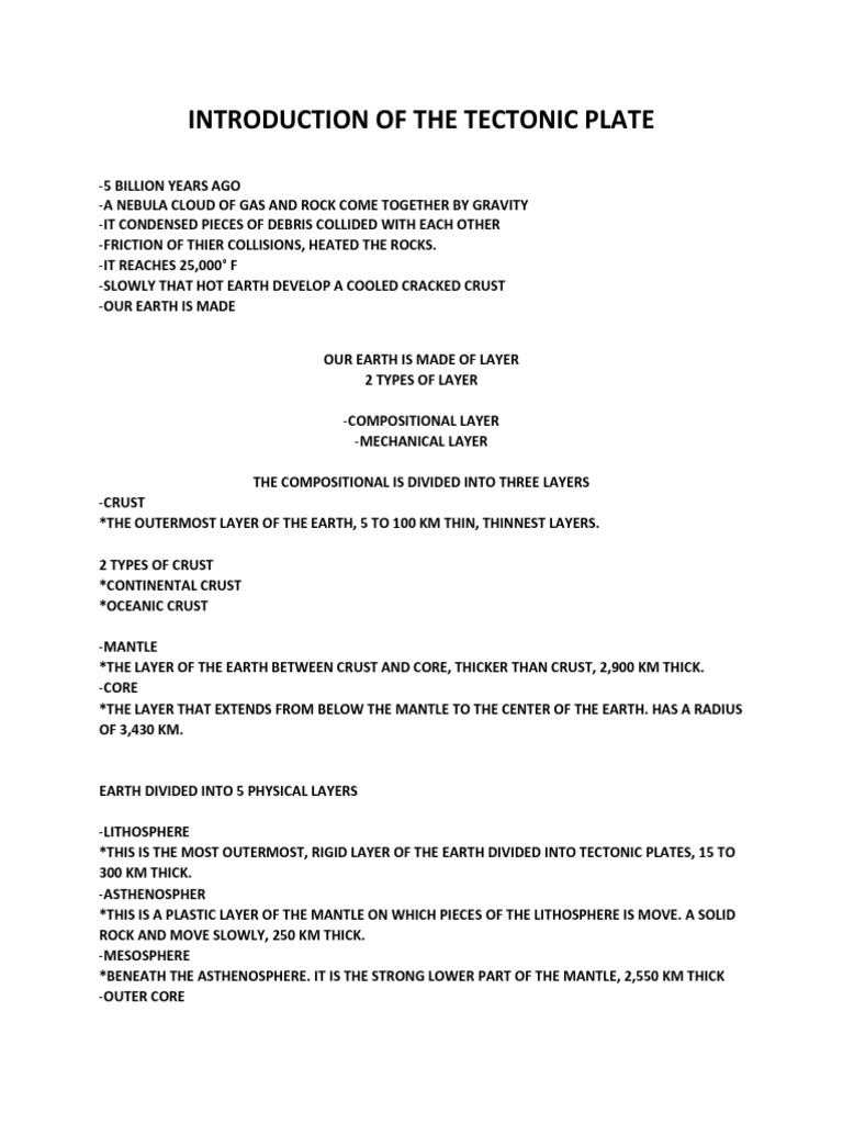 Introduction of The Tectonic Plate | PDF | Plate Tectonics | Crust ...