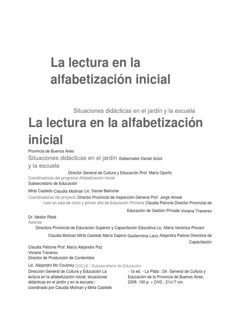 Alfabetizacion en El Nivel Inicial | Descargar gratis PDF | Libros ...