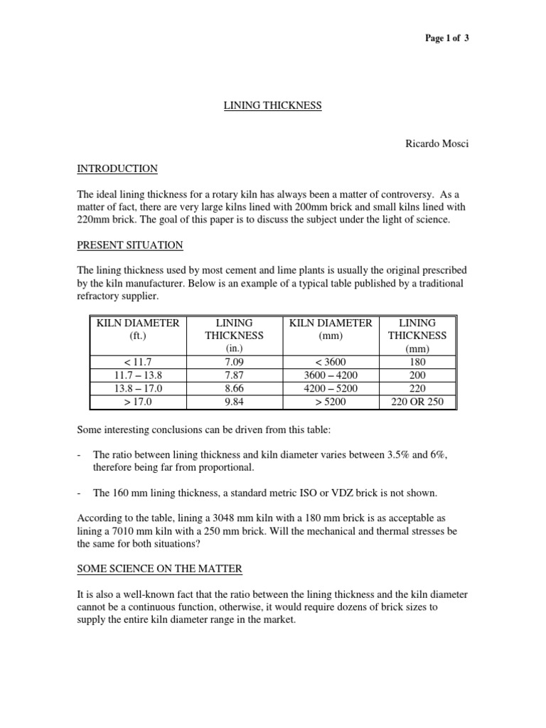 Refractory Thickness in Rotary Kiln | PDF | Refractory | Brick