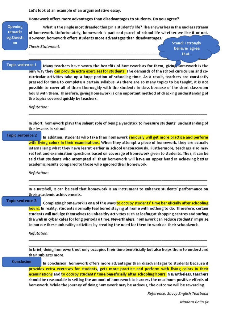 Sample of Argumentative Essay | PDF | Homework | Curriculum