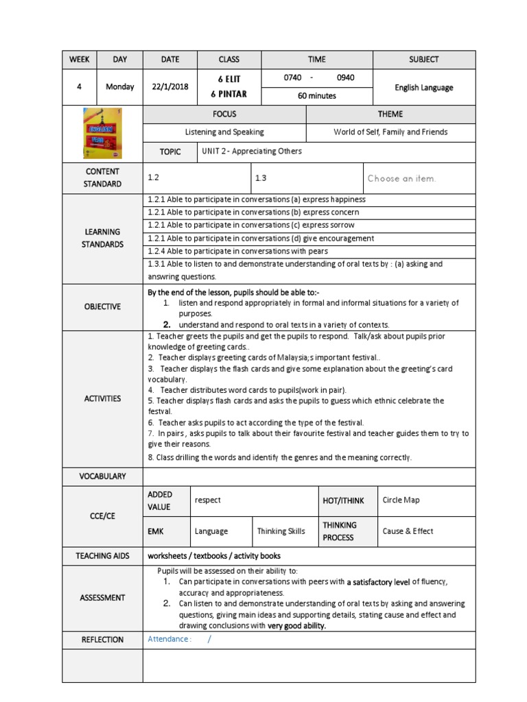 English Lesson Plans: Week 4 Overview | PDF | Conversation | Vocabulary