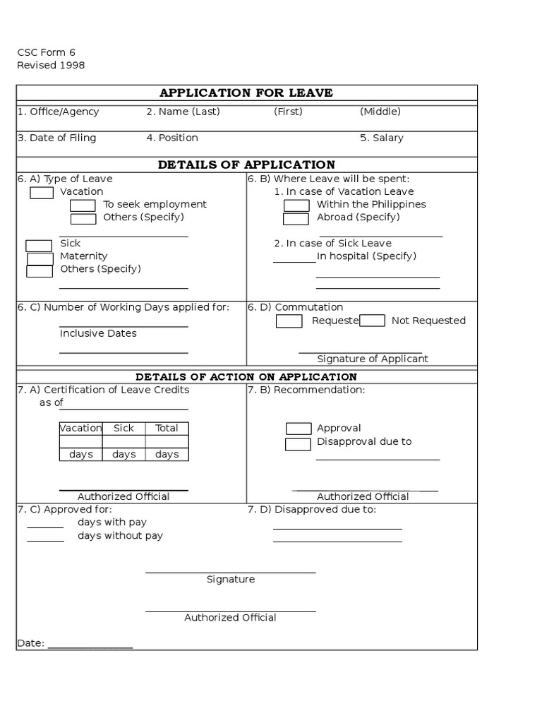 EMB@Application For Leave | PDF