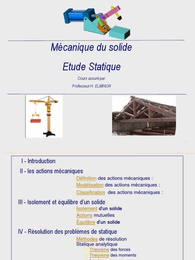 Statique des solides et actions mécaniques | PDF | Moment d'une force ...