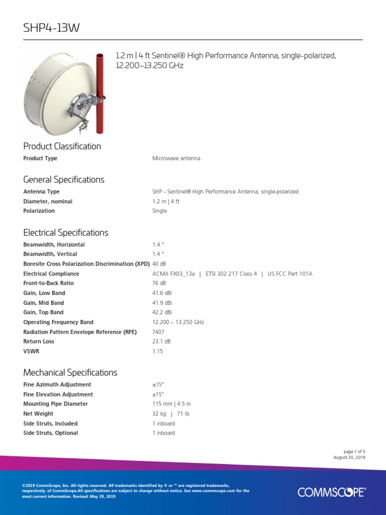 Antena Sentinel 13 GHZ 1.2m | PDF | Antenna (Radio) | Electronic ...