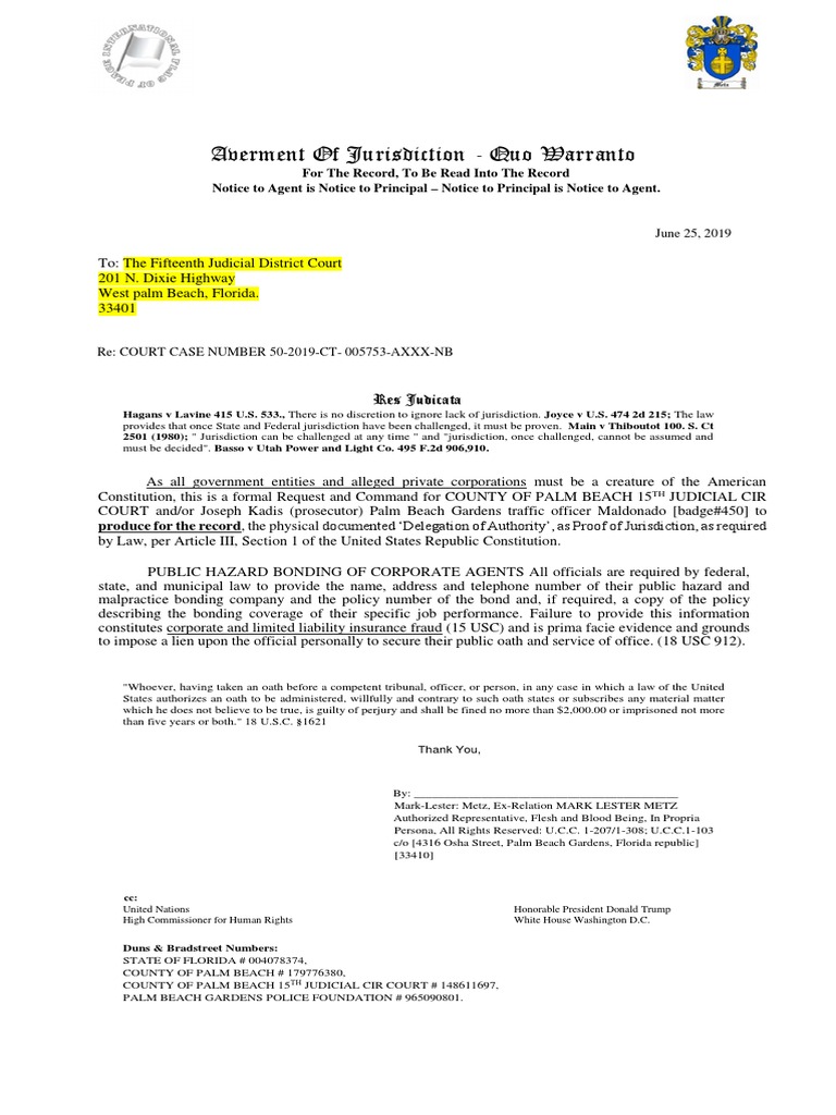 Averment To Jurisdictions | PDF | Jurisdiction | Constitutional Law