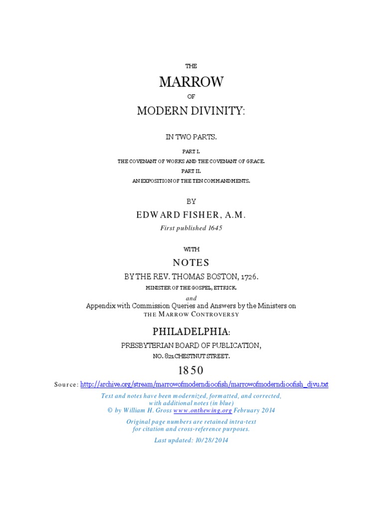 Fisher - Marrow of Modern Divinity | PDF | Justification (Theology ...