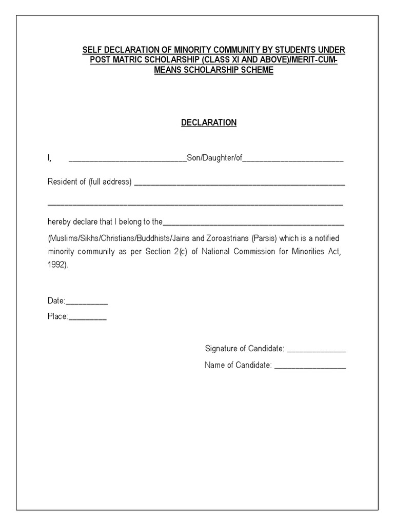 Self Declaration Form | Download Free PDF | Virtue | Government Information