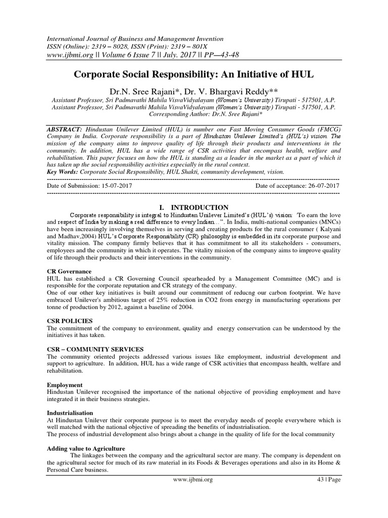 Hul PDF | PDF | Corporate Social Responsibility | Business