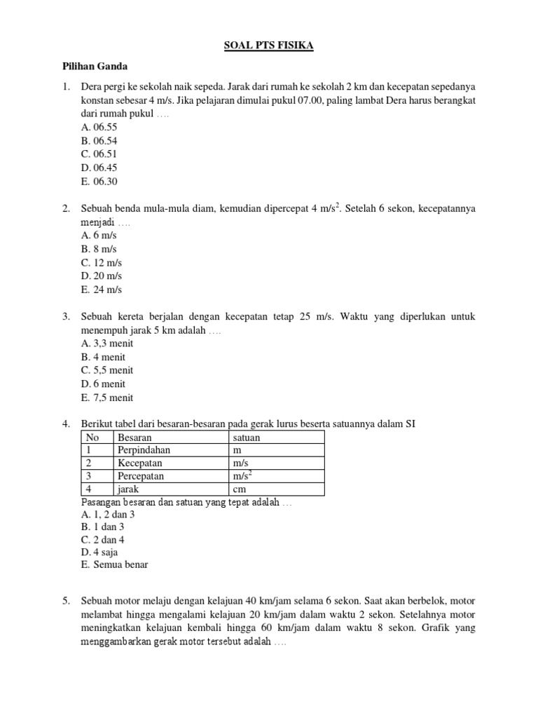 Soal Pts Fisika | PDF