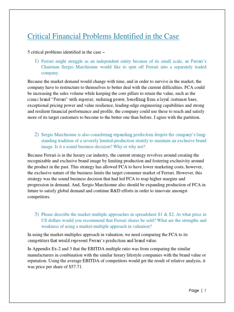 Ferrari Case Study | PDF | Initial Public Offering | Valuation (Finance)